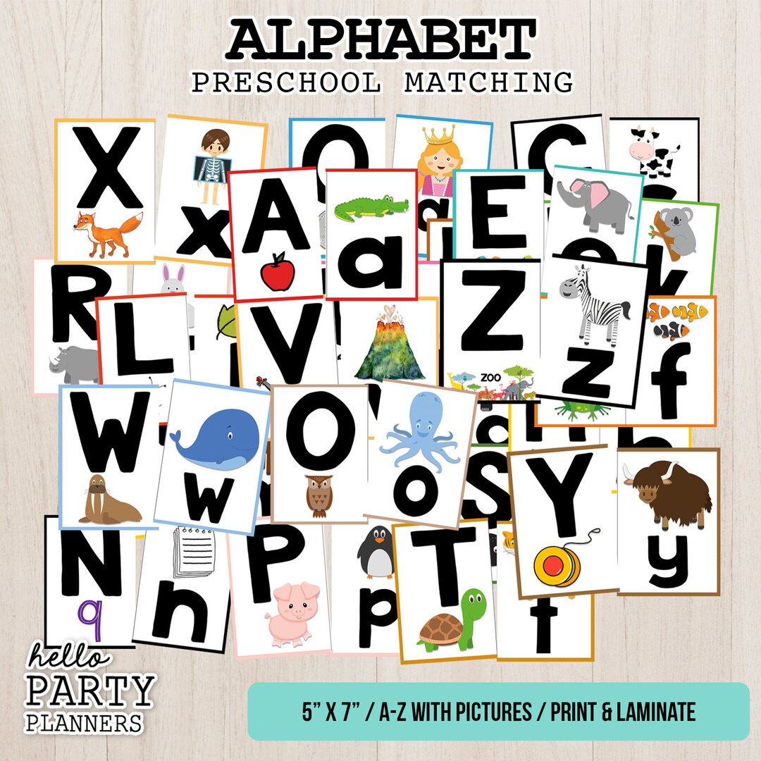 Alphabet Matching Game: A-Z Cards for Preschool Learning (digital ...