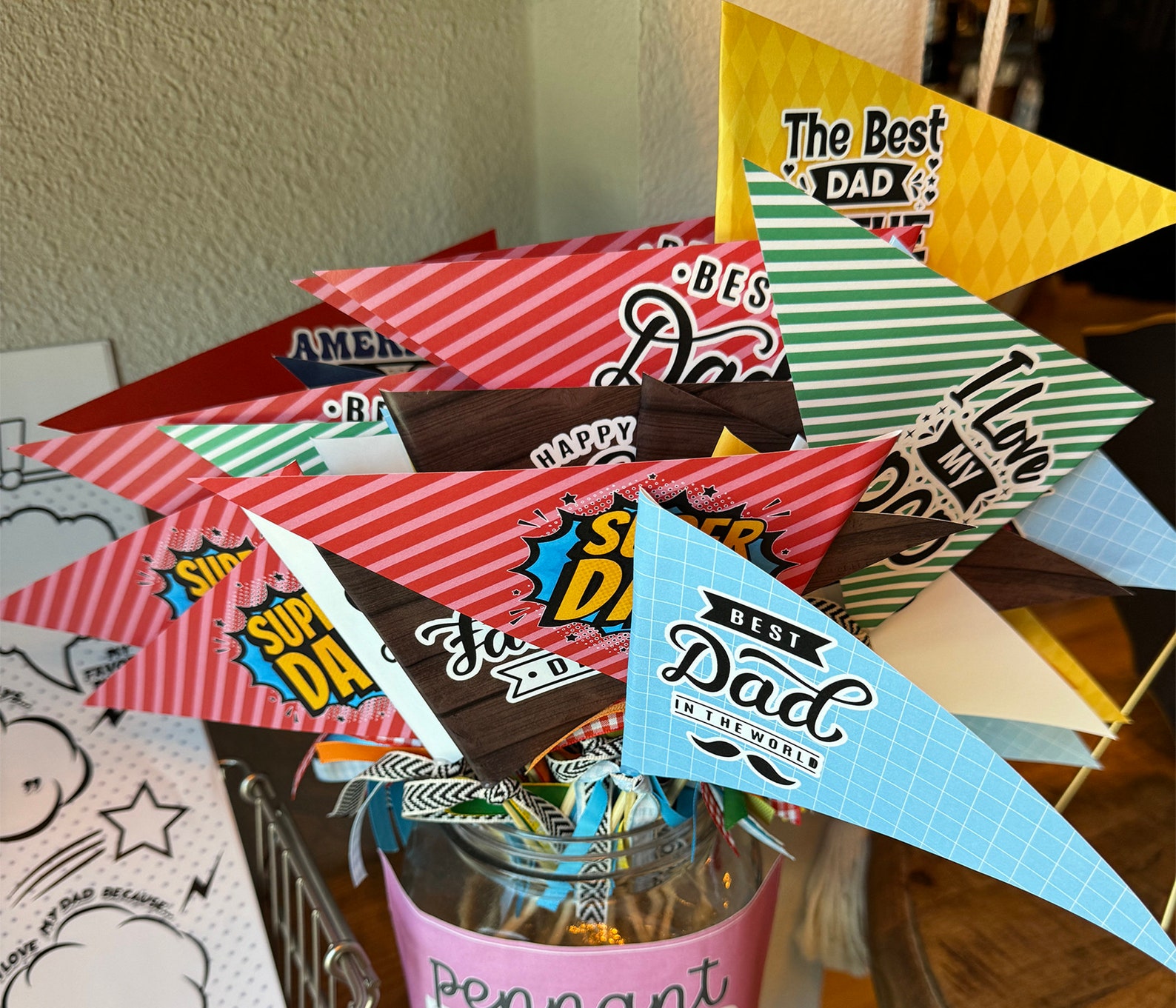 Father’s Day Pennant Flags Printable | Father’s Day Banner Craft for ...