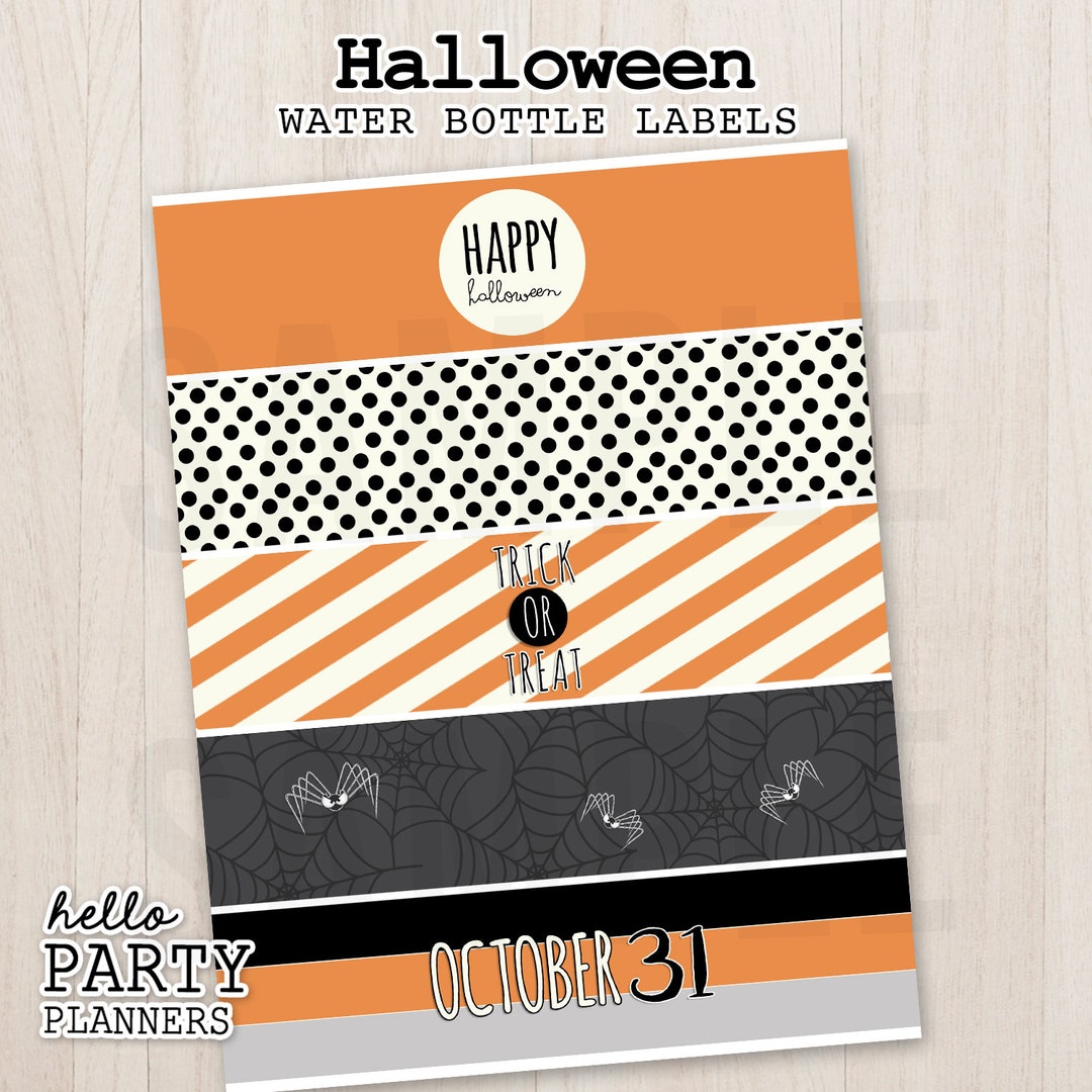 Halloween Water Bottle Labels, Halloween Party, Water Bottle Template ...