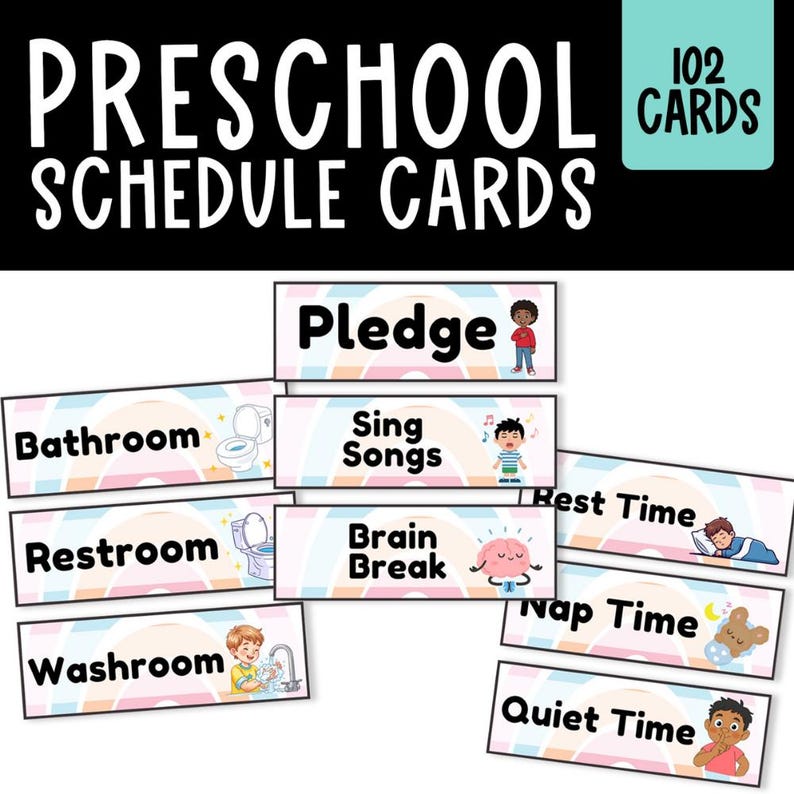 Preschool Visual Schedule Cards | Daily Routine Cards for Classroom ...