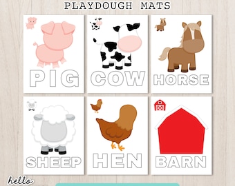 Farm Animal Play Dough Mats - Etsy
