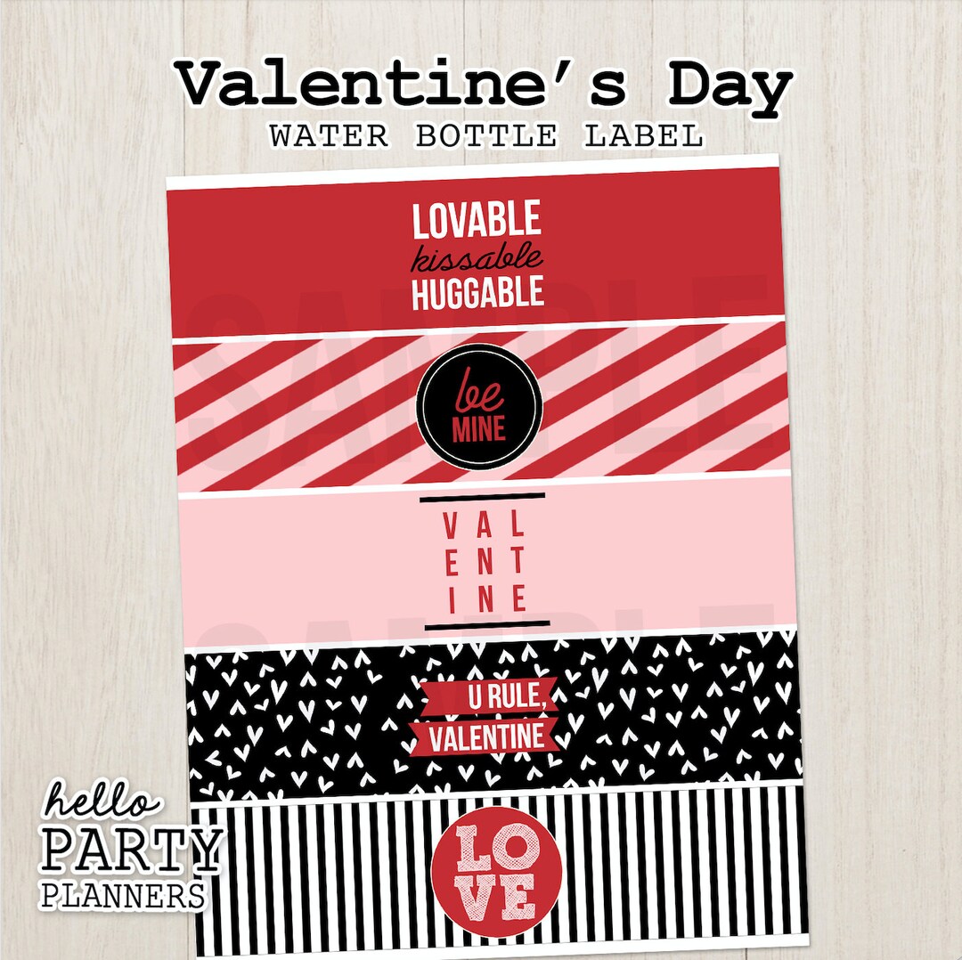 Valentine's Day Water Bottle Labels, Valentine's Party, Valentine Water ...