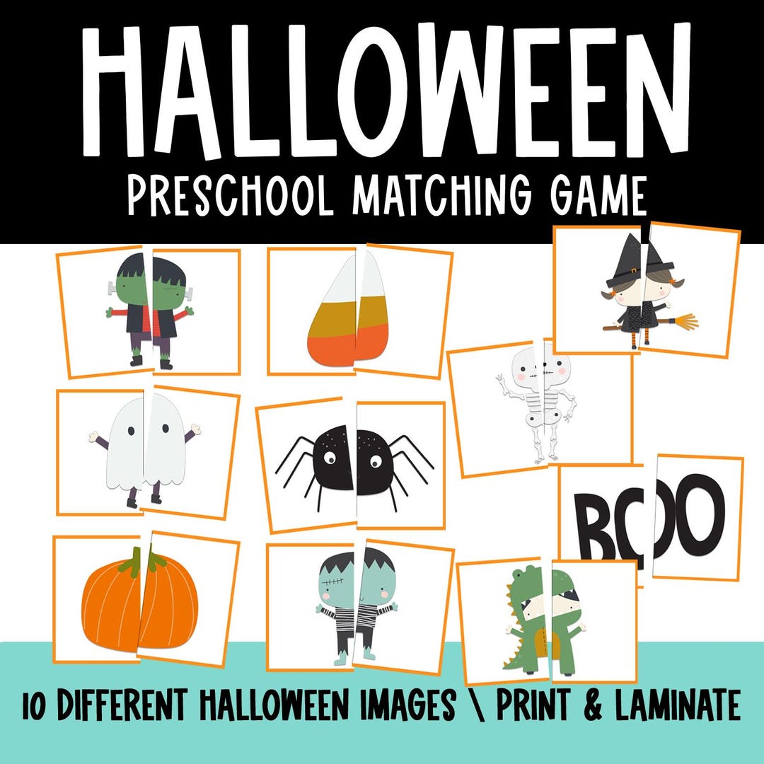 Halloween Preschool Matching Game Printable | Toddler Matching Cards ...