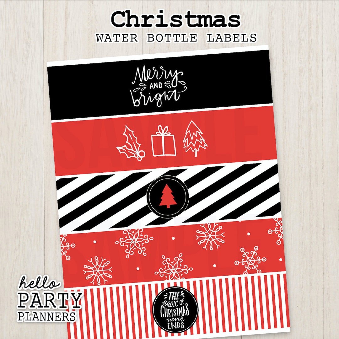 Christmas Water Bottle Labels: Holiday Party Template (printable) - Etsy