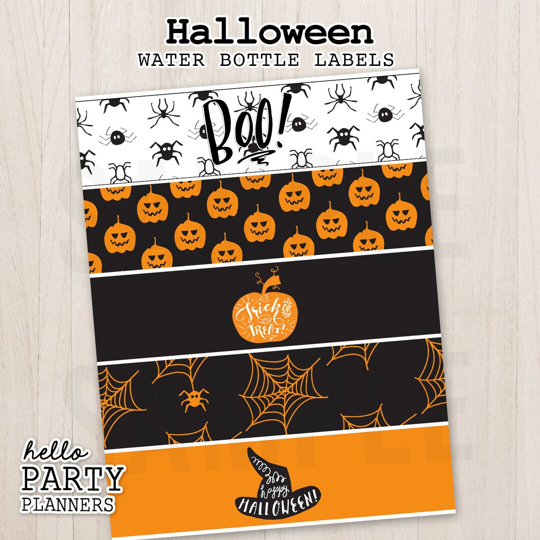 Halloween Water Bottle Labels, Halloween Party, Water Bottle Template ...