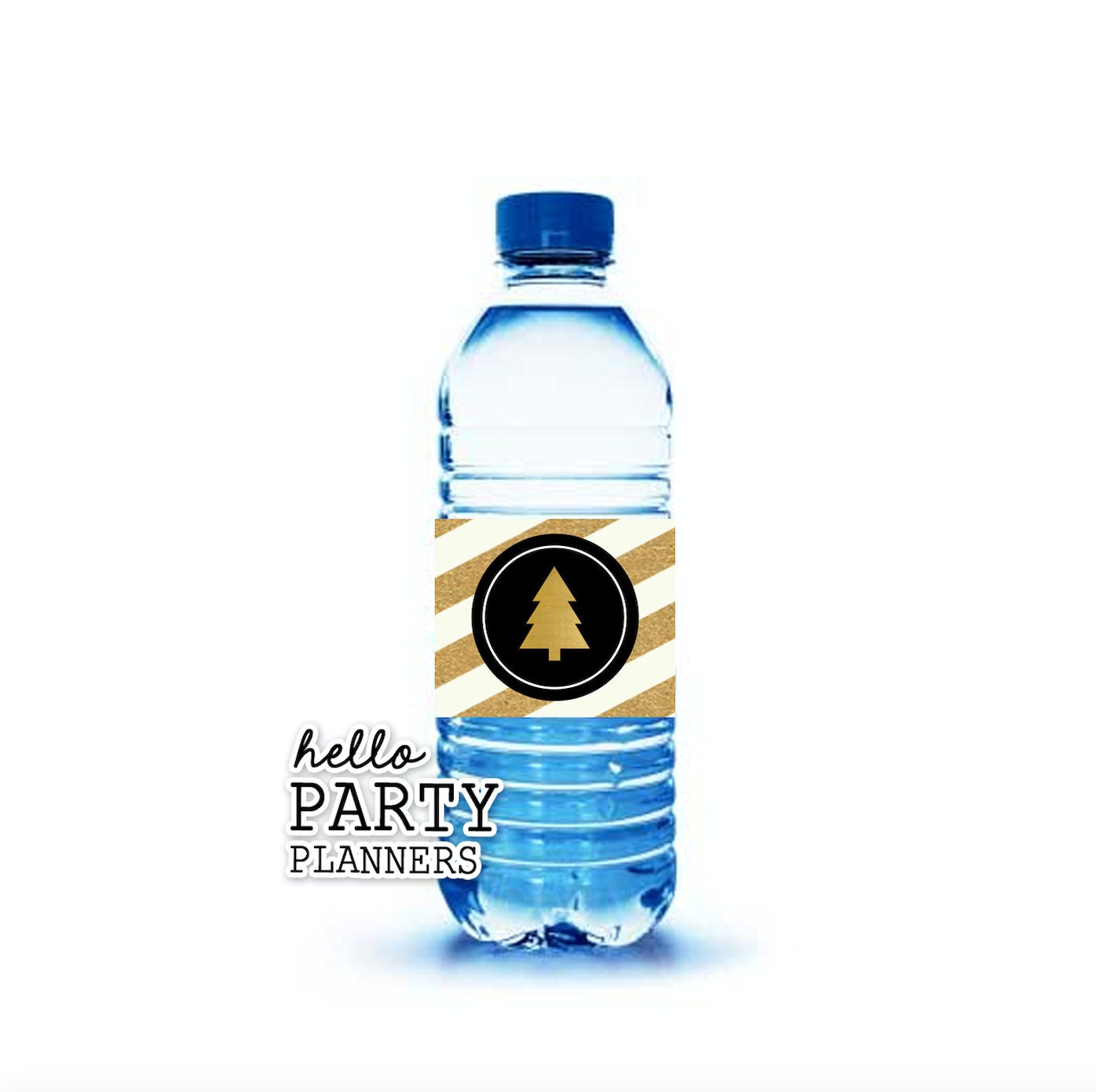 Gold Christmas Water Bottle Labels: Holiday Party Template (printable ...