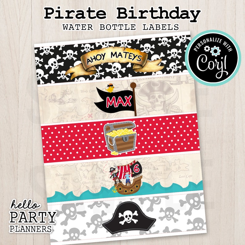 Editable Pirate Birthday Water Bottle Labels (digital Download) - Etsy