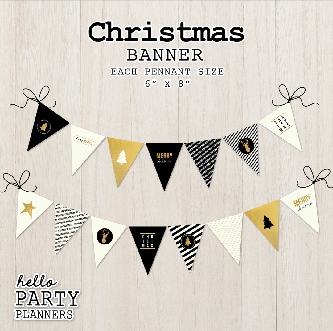Gold Christmas Banner Printable: Holiday Party Decor (instant Download ...