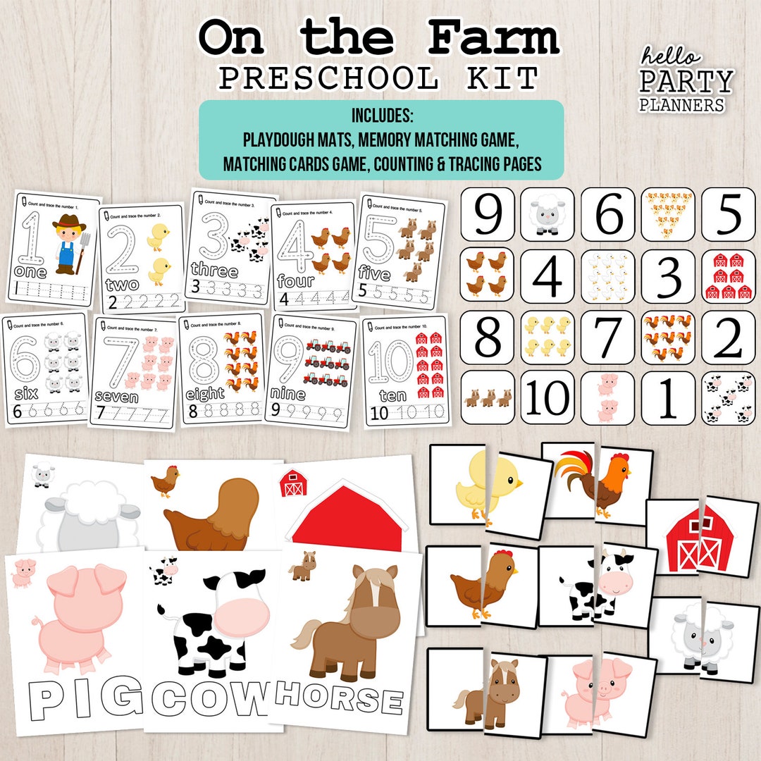 Farm Animal Matching Game: Preschool Learning Activities (digital ...