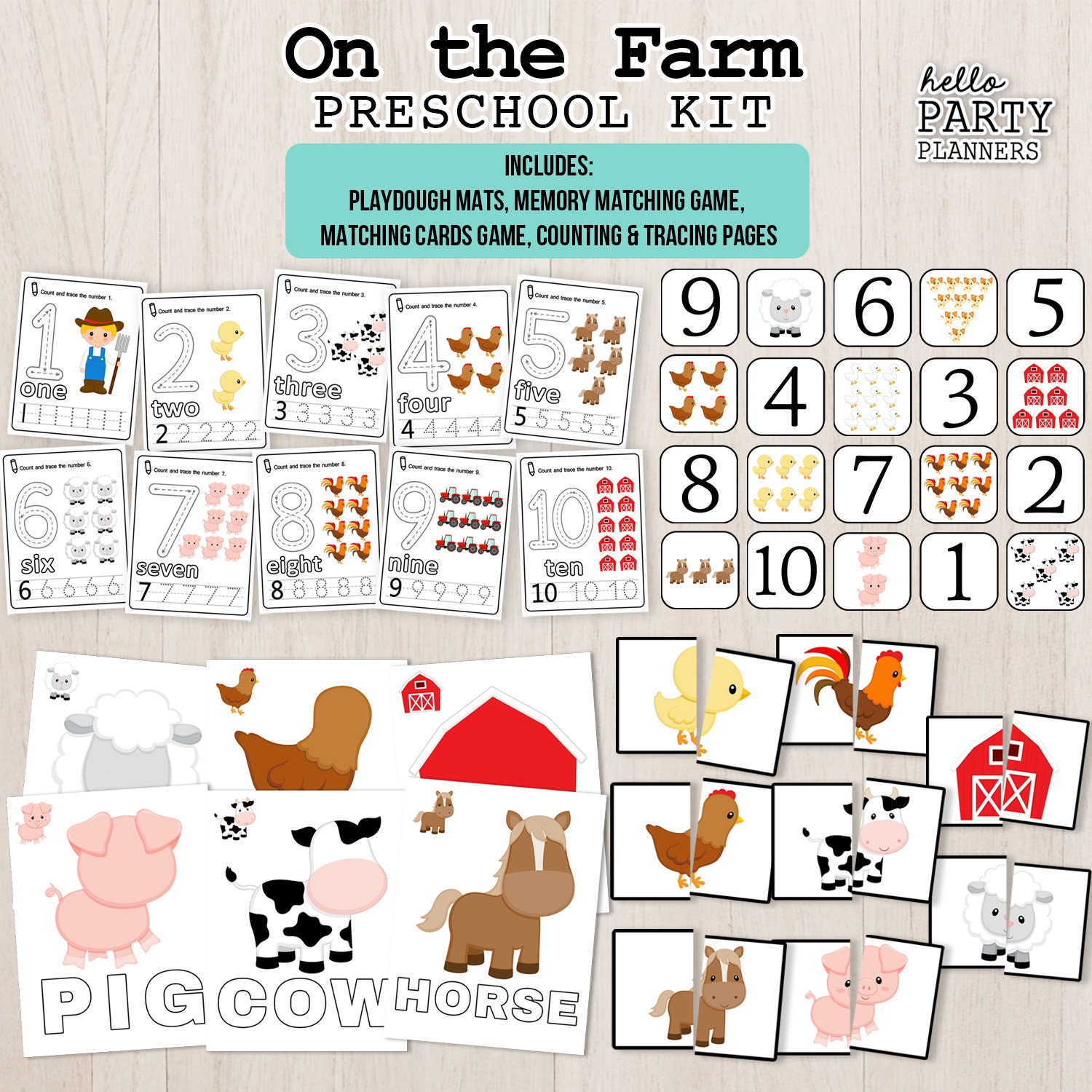 Farm Animal Kit Matching Game Preschool Activities Printable Farm ...