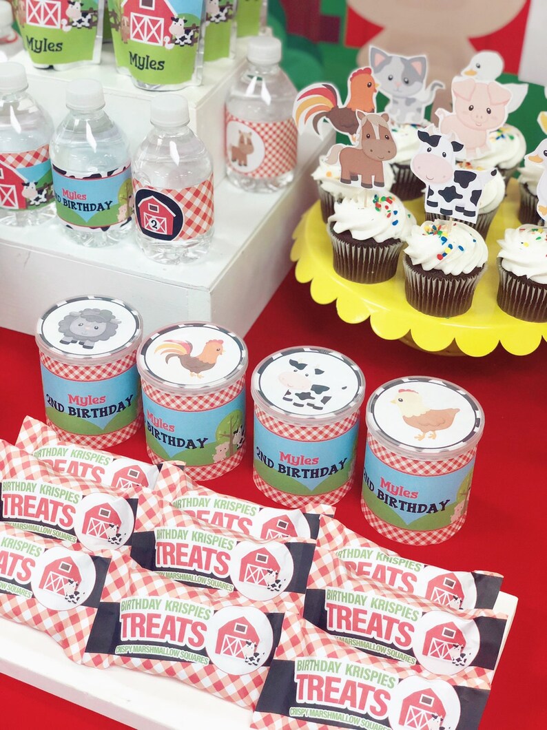 EDITABLE Farm Birthday Water Bottle Labels, Personalized Water Bottle ...