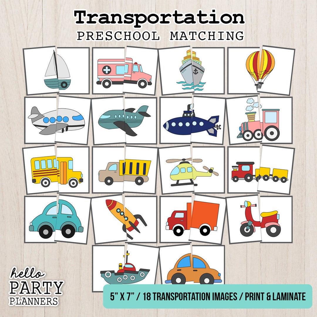 Transportation Matching Game Preschool Activities Printable ...