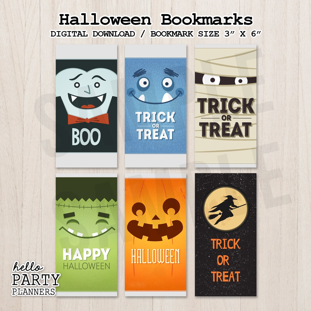 Halloween Character Bookmarks, Printable Monster Bookmarks (digital ...