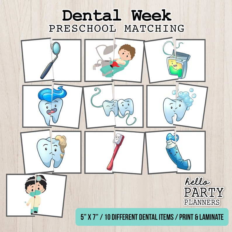 Dental Week Matching Game Preschool Activities Printable Dental Week ...