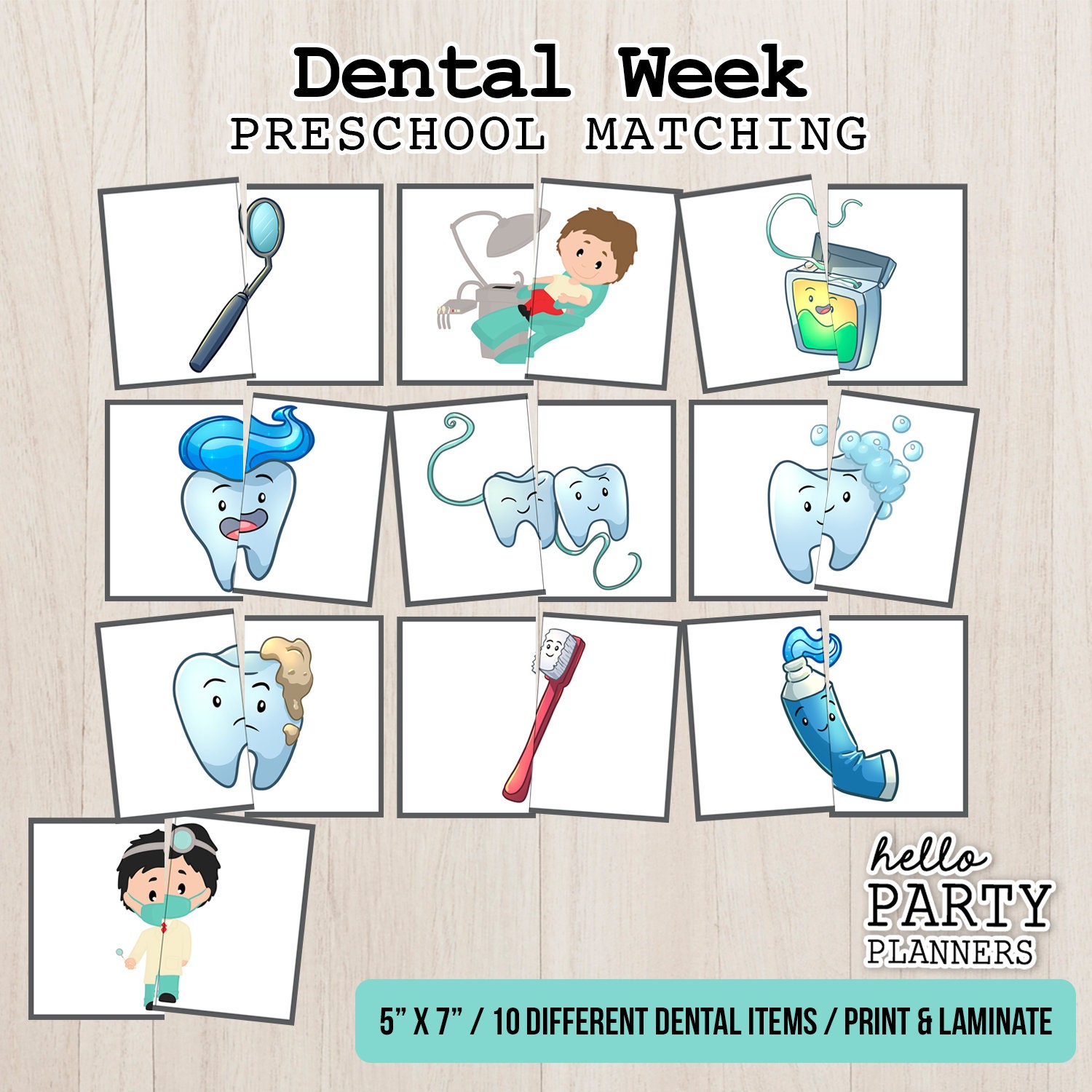 Dental Week Matching Game: Preschool Learning Activity (digital ...
