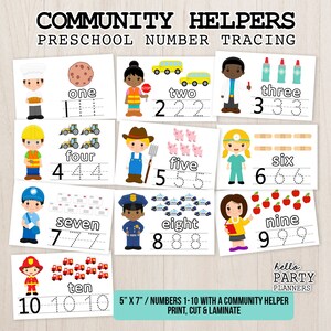 Community Helpers Number Tracing: Preschool Printable (PDF) - Etsy