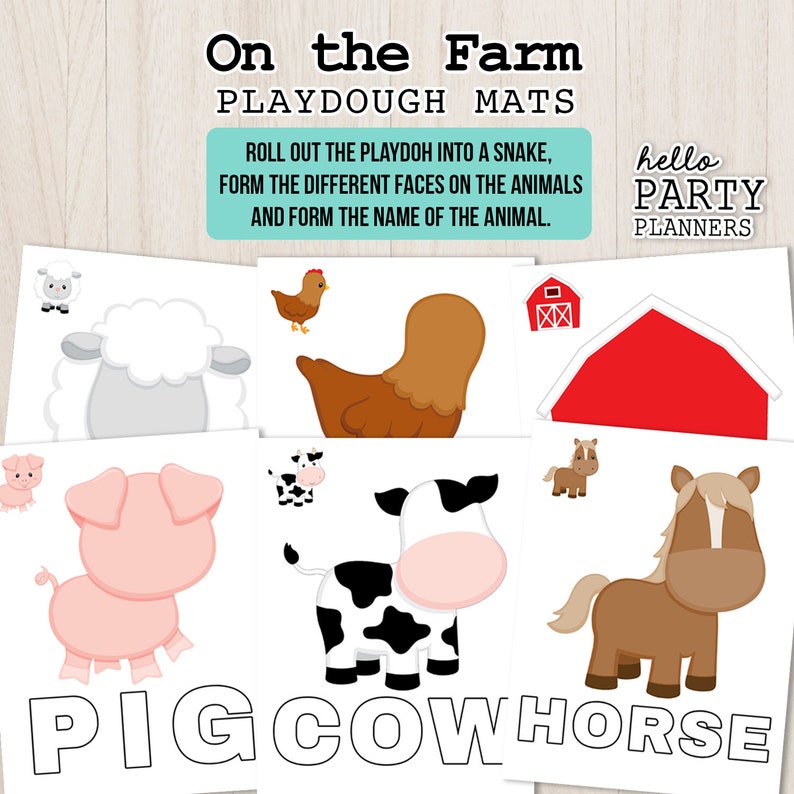 Farm Animal Play Dough Mats Preschool Activities Printable Play Doh ...