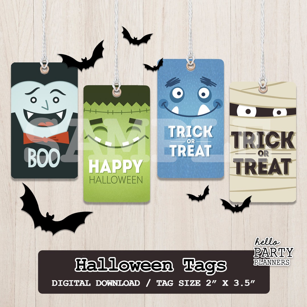 Halloween Party Favor Tags, Printable Treat Bag Tags (digital Download ...