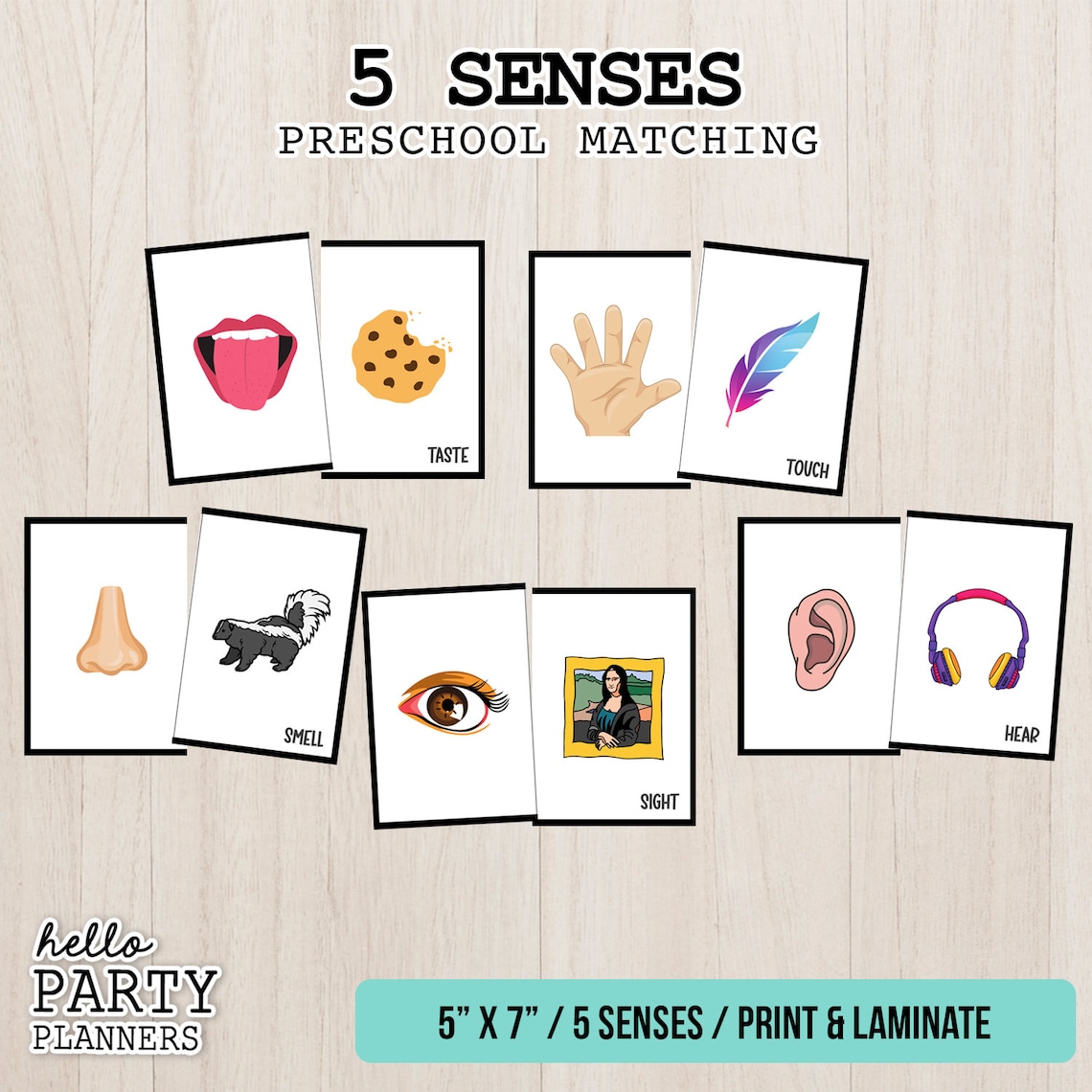 Five Senses Matching Game: Preschool Learning Activity (digital ...