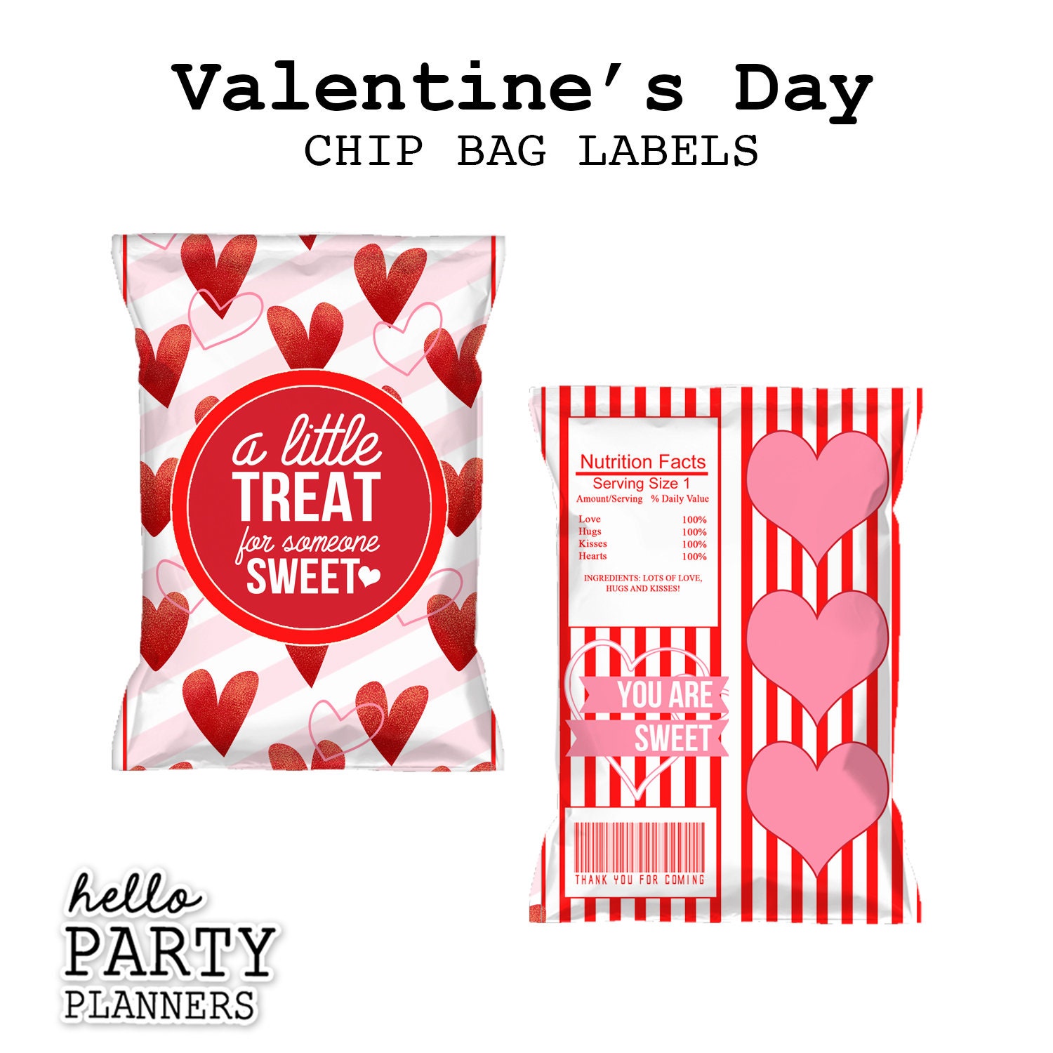 Valentine's Day Chip Bag Labels: Sweet Treat Printable (instant ...