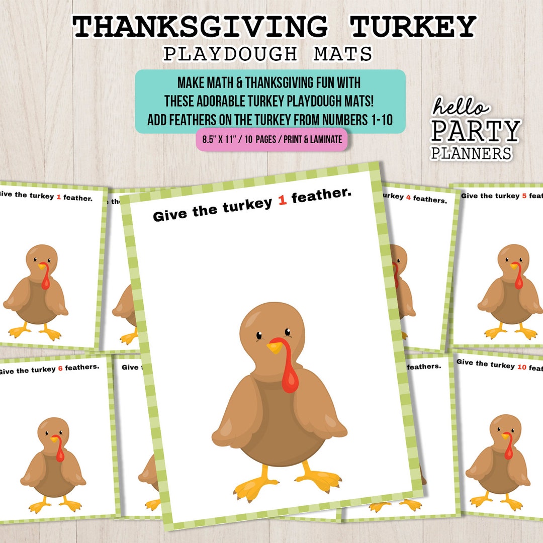 Thanksgiving Counting Play Dough Mats, Turkey Preschool Activities ...