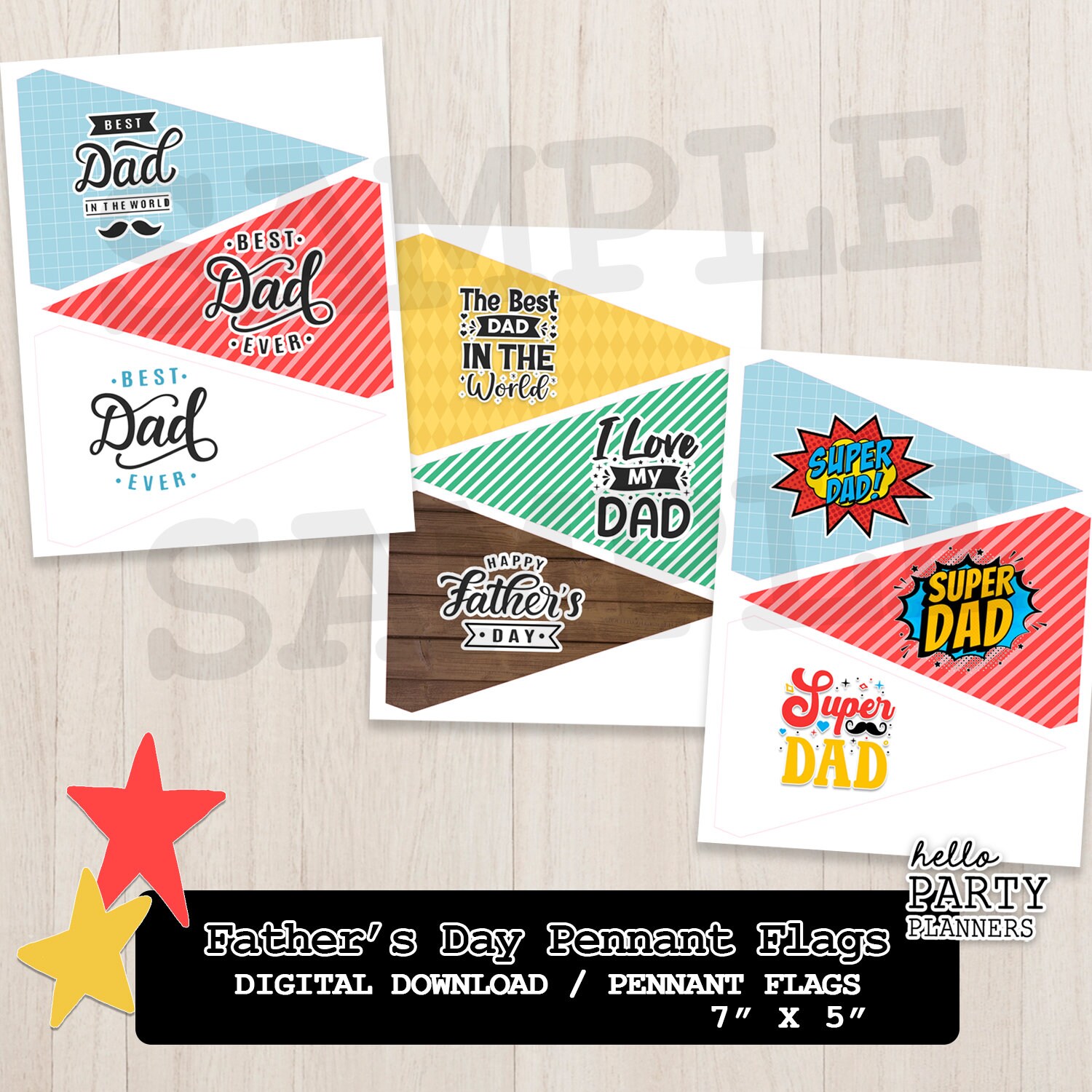 Superhero Dad Pennant Flags: Father's Day Printable (PDF) - Etsy