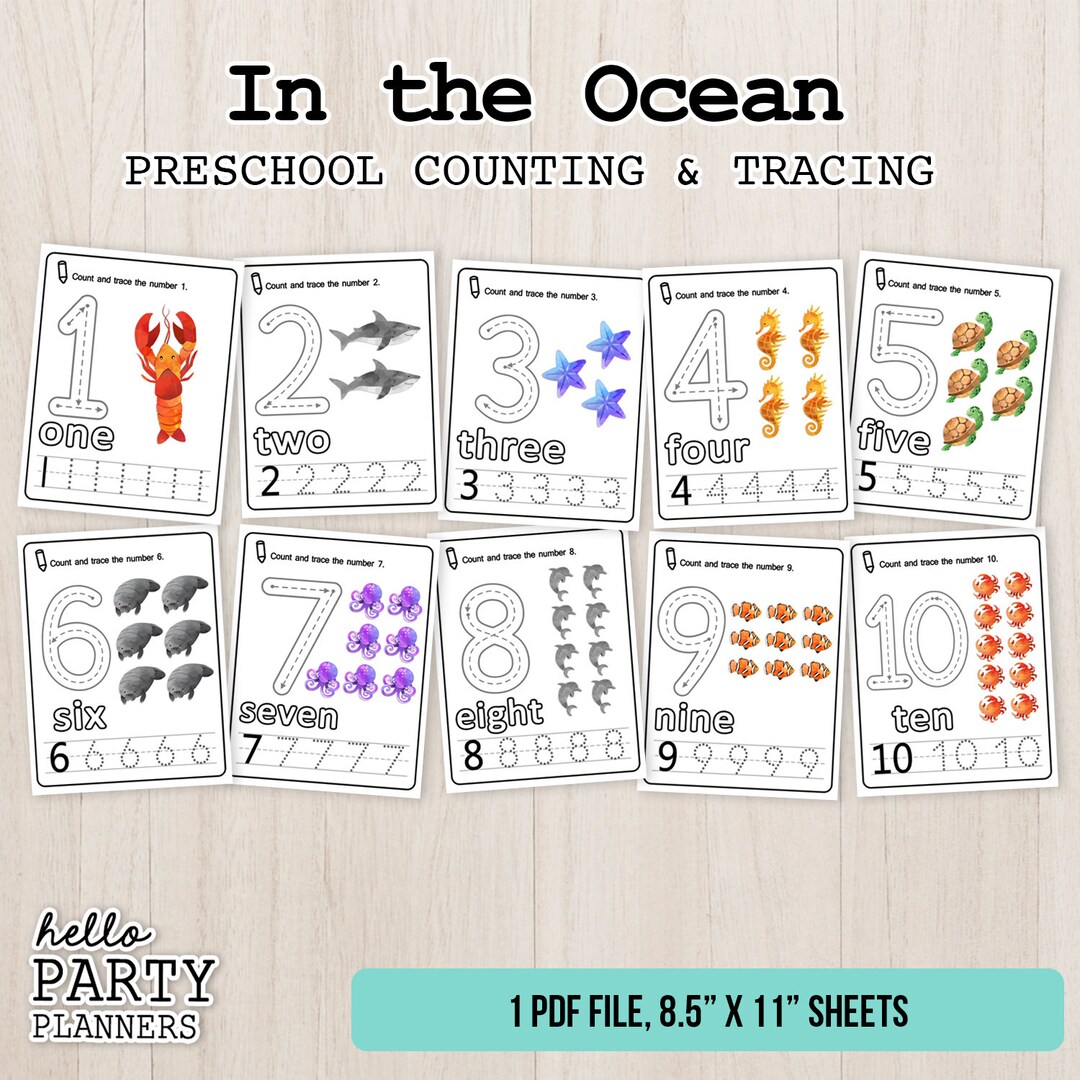 Ocean Number Tracing: Preschool Counting Activity (PDF Pattern) - Etsy