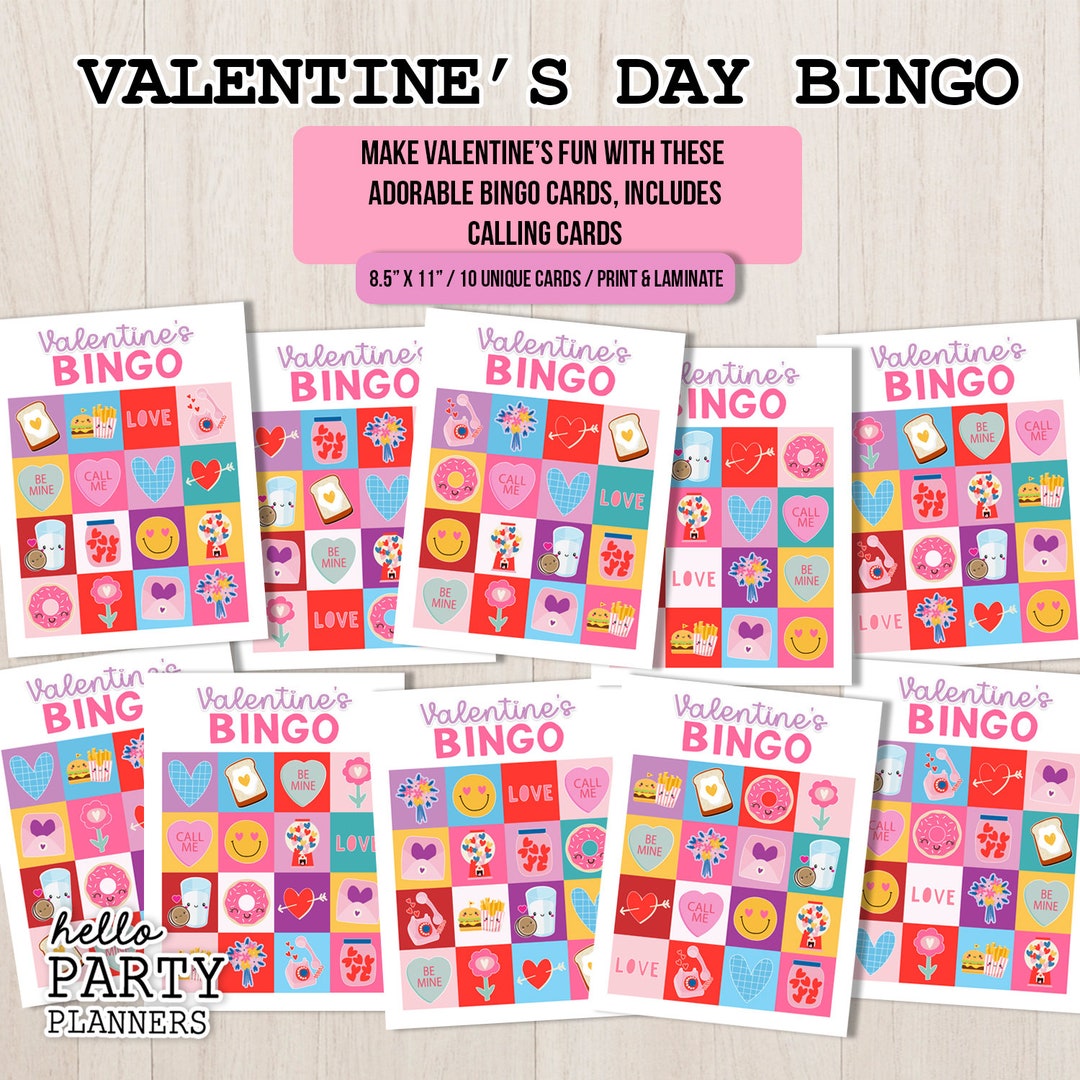 Bingo de San Valentín imprimible, Bingo de San Valentín imprimible ...