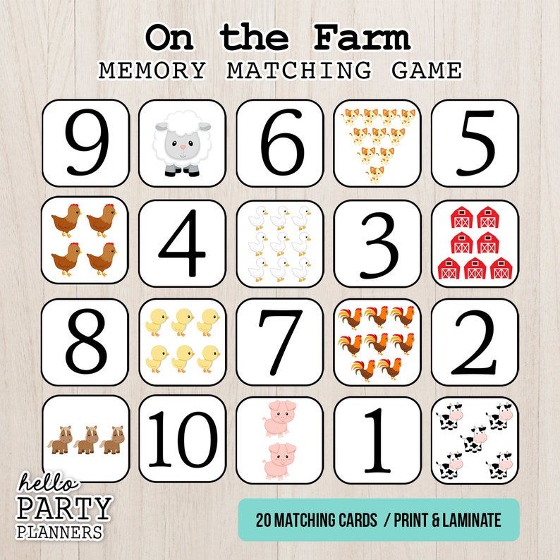 Memory Matching Game Preschool Activities Printable Farm Animals ...