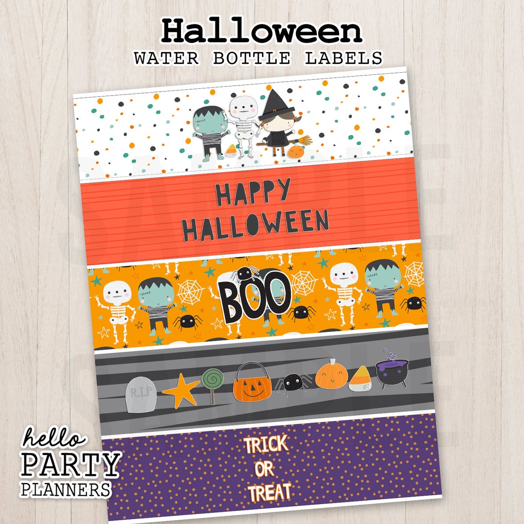 Halloween Water Bottle Labels, Halloween Party, Water Bottle Template ...