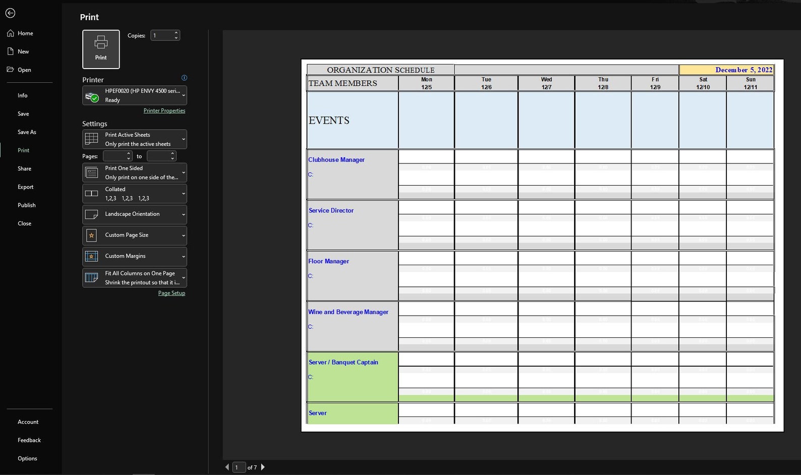 Weekly Schedule and Payroll Budget - Etsy