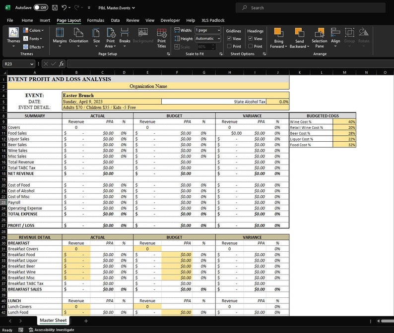 Event P&L Profit and Loss - Etsy