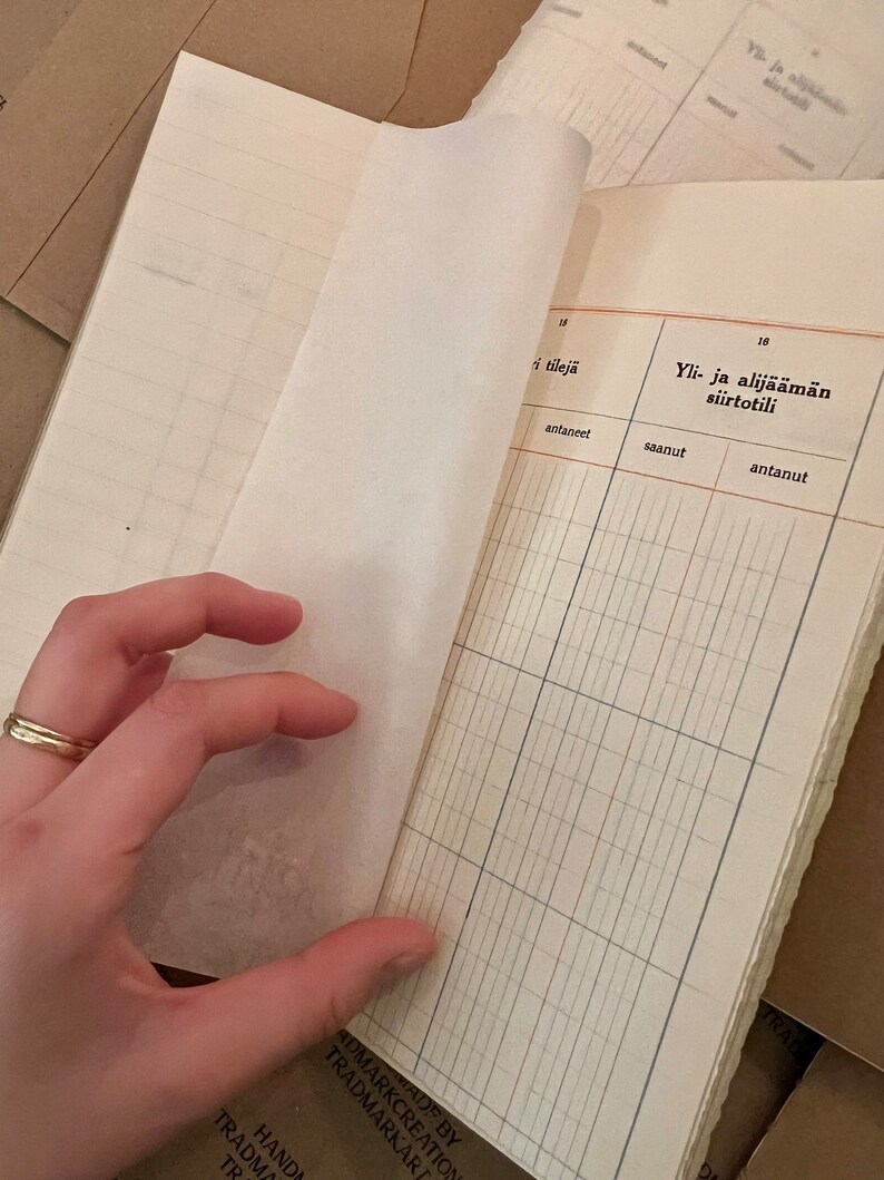 Handmade Vintage Blank Ledger, Onion Skin, and Writing Paper Notebook ...