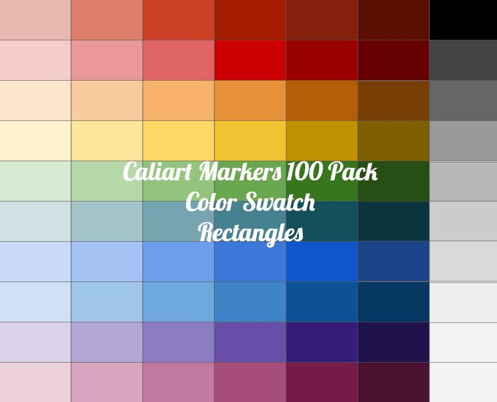 Caliart Markers 100 Pack Color Swatch - Rectangles - Etsy