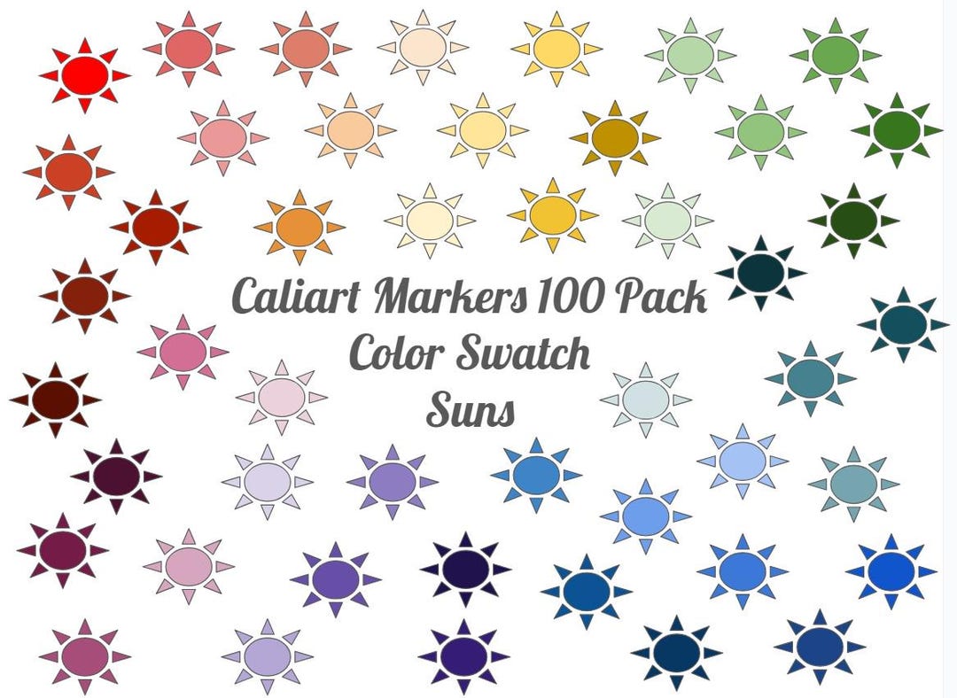 Caliart Markers 100 Pack Color Swatch - Suns - Etsy
