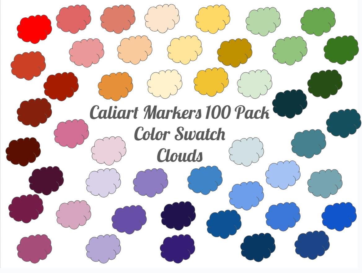 Caliart Markers 100 Pack Color Swatch - Clouds - Etsy
