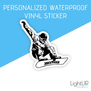PERSONALIZED Waterproof Vinyl Sticker Snowboarder With Custom Name ...