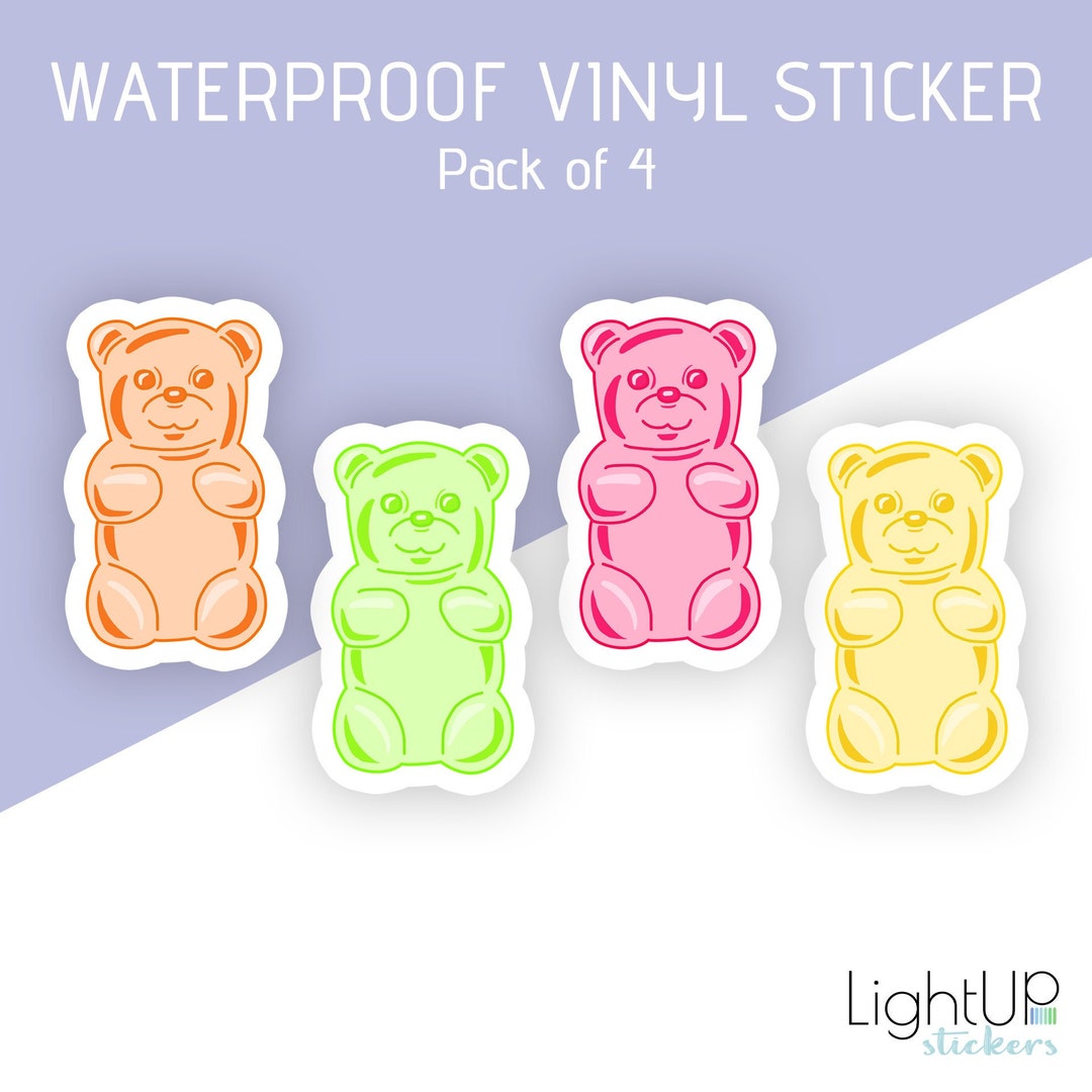 Waterproof Vinyl Sticker Pack of 4 Gummy Bear Stickers Food Stickers - Etsy