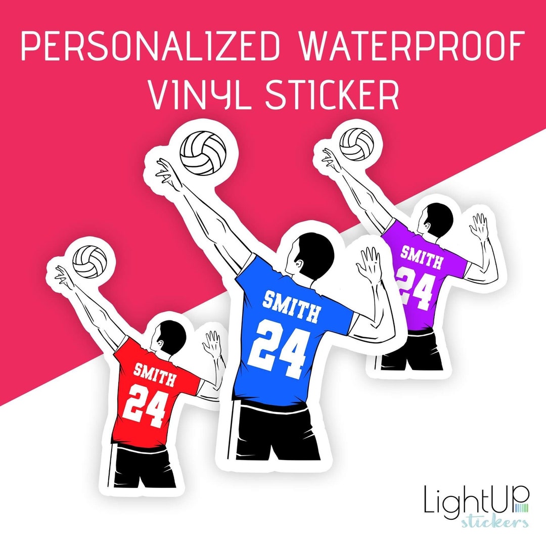 Personalized Volleyball Player Sticker Custom Name, Number and Color of ...