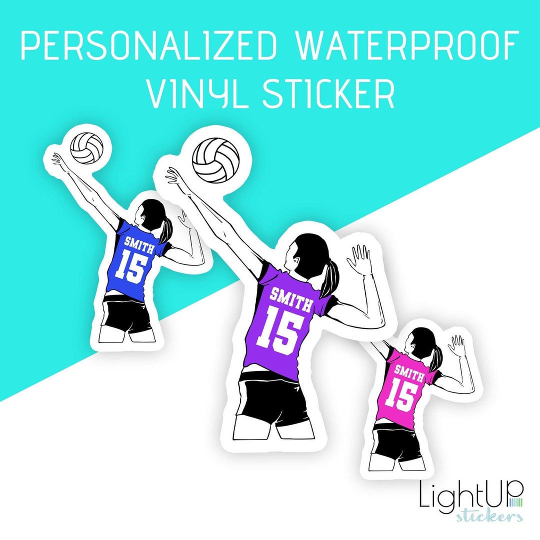 Personalized Waterproof Sticker Female Volleyball Player Custom Color ...
