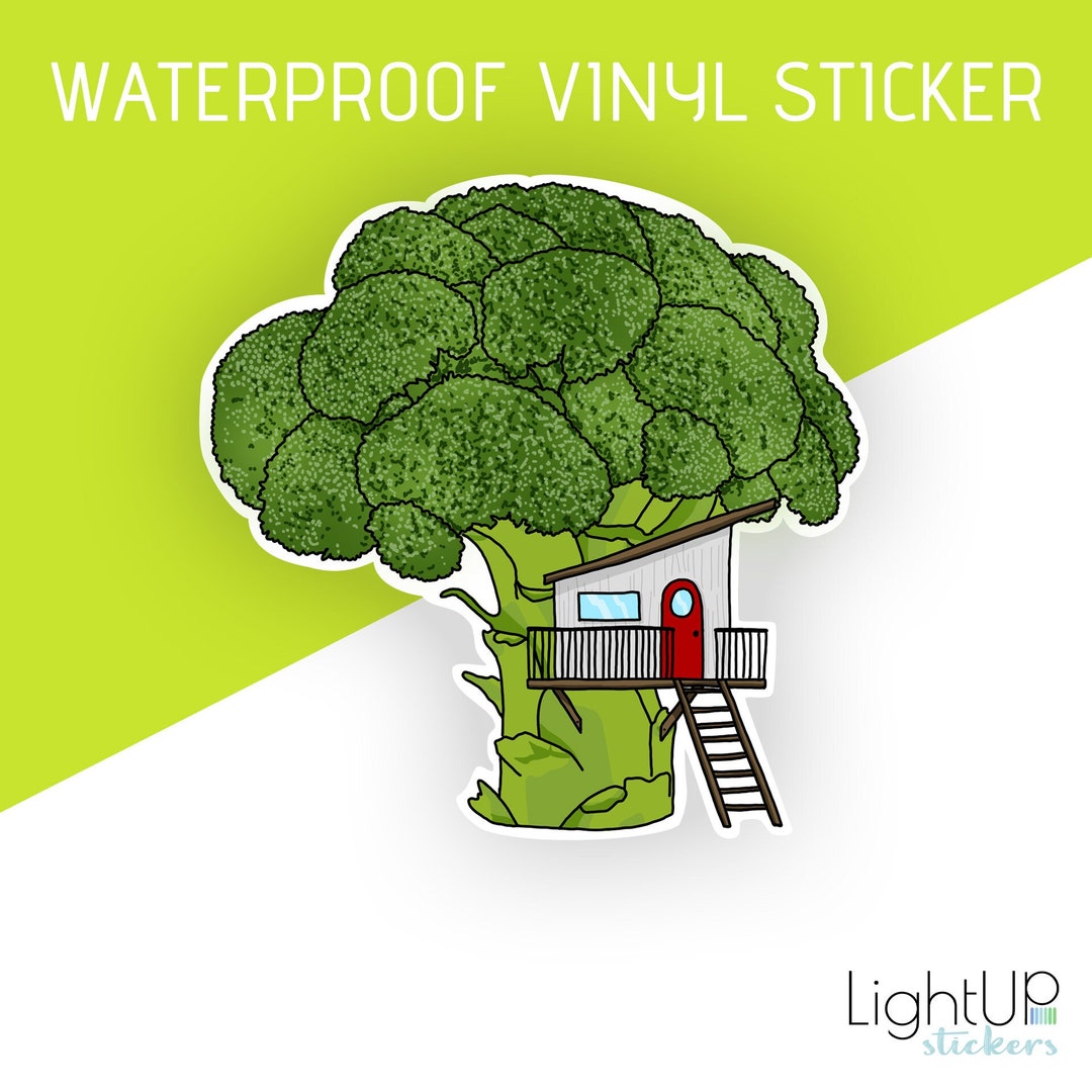 Waterproof Vinyl Sticker Broccoli Treehouse Cute Food Sticker Fairytale ...