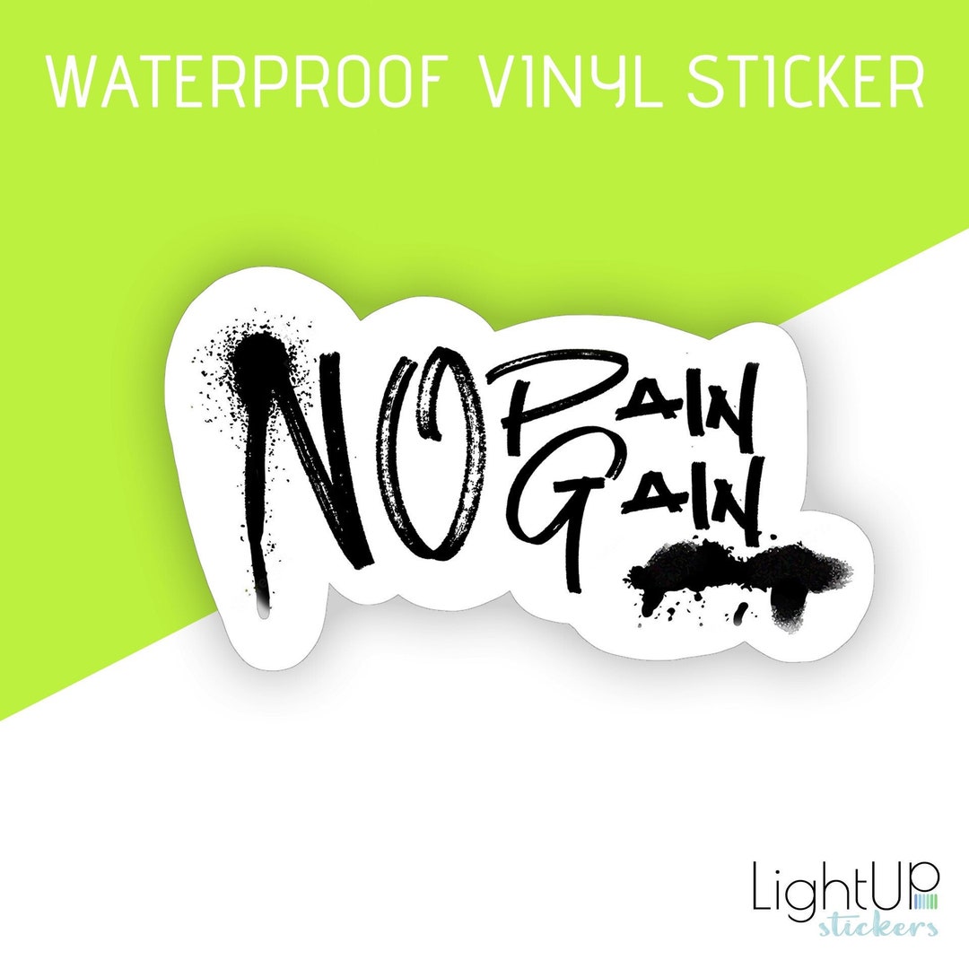 Waterproof Vinyl Sticker No Pain No Gain Motivational Sticker - Etsy