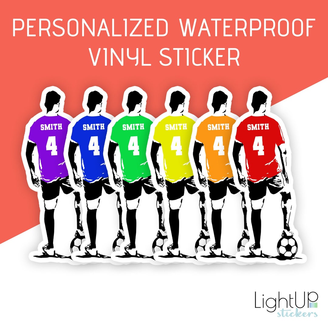 Customizable Vinyl Sticker Soccer Player With Personalizable Name and ...