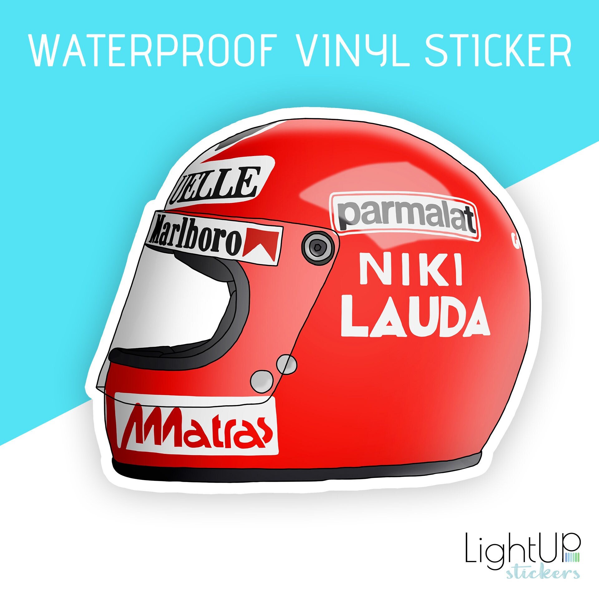 Waterproof Vinyl Sticker Vintage Niki Lauda 1977 Helmet Formula 1 ...