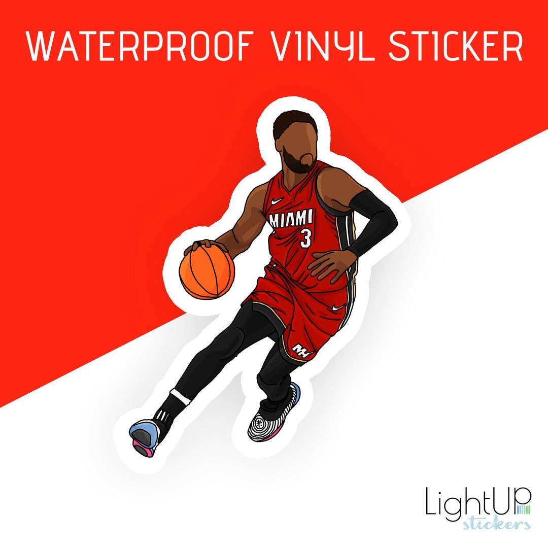 Waterproof Vinyl Sticker Fan Art of Dwayne Wade Miami Heat Number 3 ...
