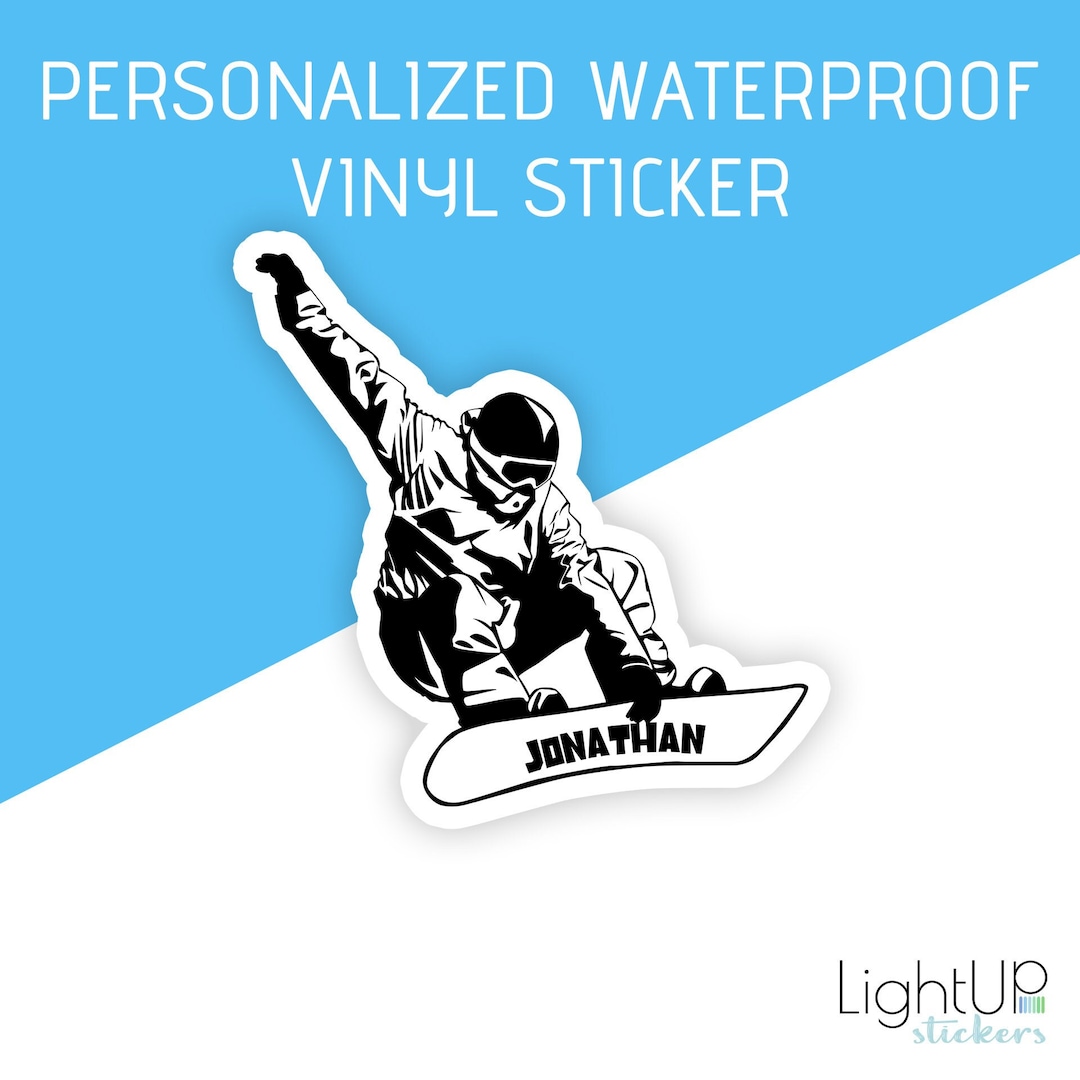 PERSONALIZED Waterproof Vinyl Sticker Snowboarder With Custom Name ...