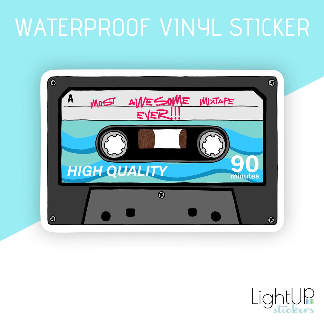 Waterproof Vinyl Sticker 90's Cassette Tape Most Awesome Mixtape ...
