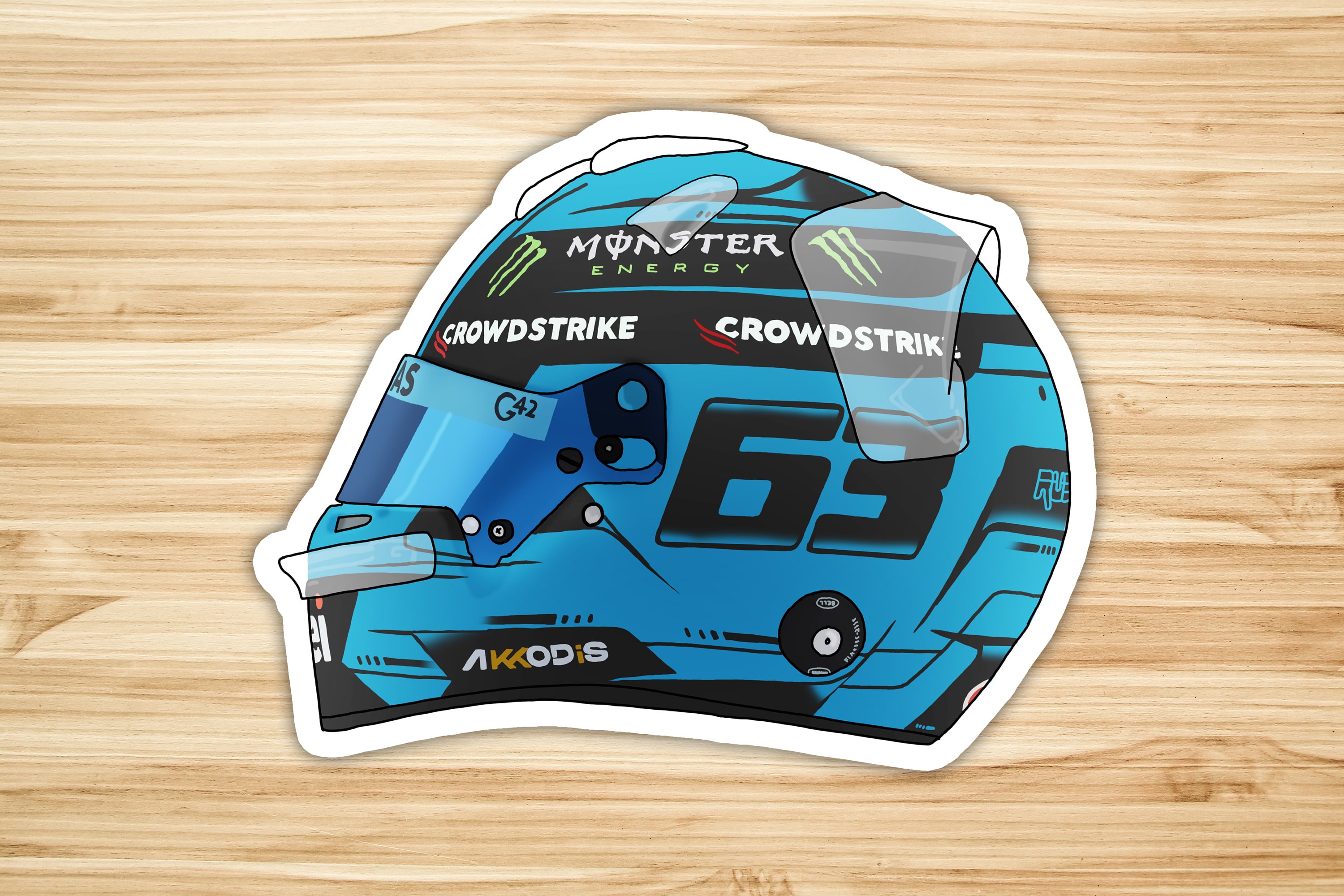 Waterproof Vinyl Sticker Fan Art of George Russell Number 63 - Etsy