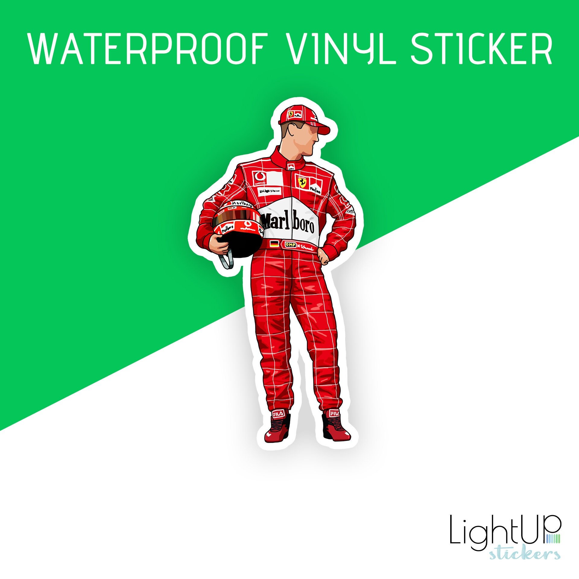 Waterproof Vinyl Sticker Fan Art of Michael Schumacher F1 Driver for ...