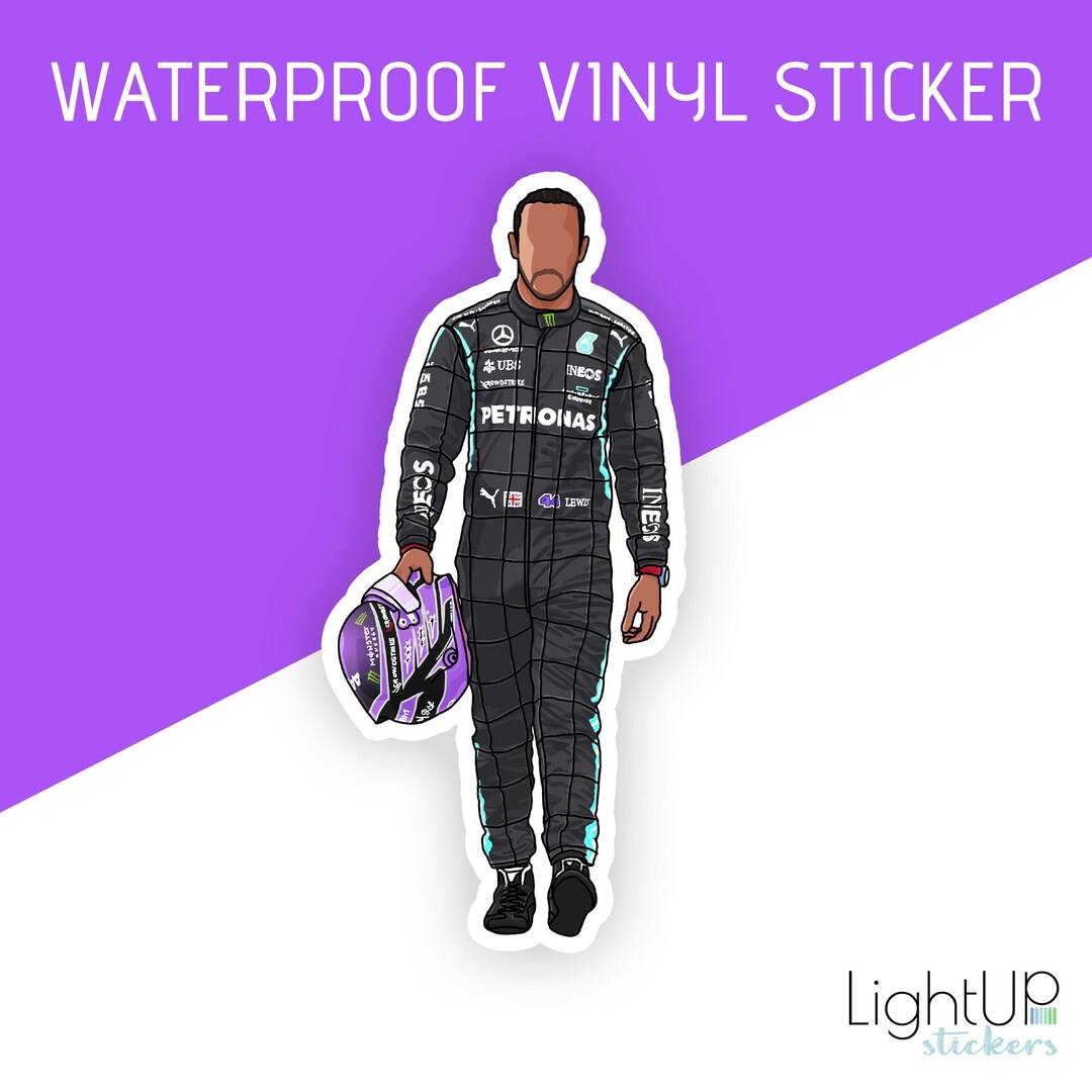 Waterproof Vinyl Sticker Fan Art of Lewis Hamilton Number 44 Mercedes ...